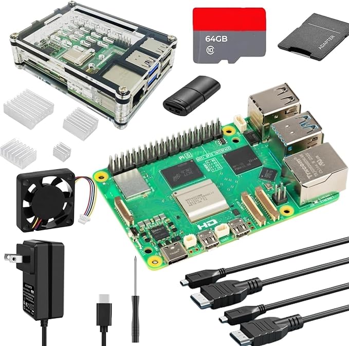 RasTech 8GB Kit for Raspberry Pi 5 Starter Kit with Pi5 8GB Board, 64GB ...