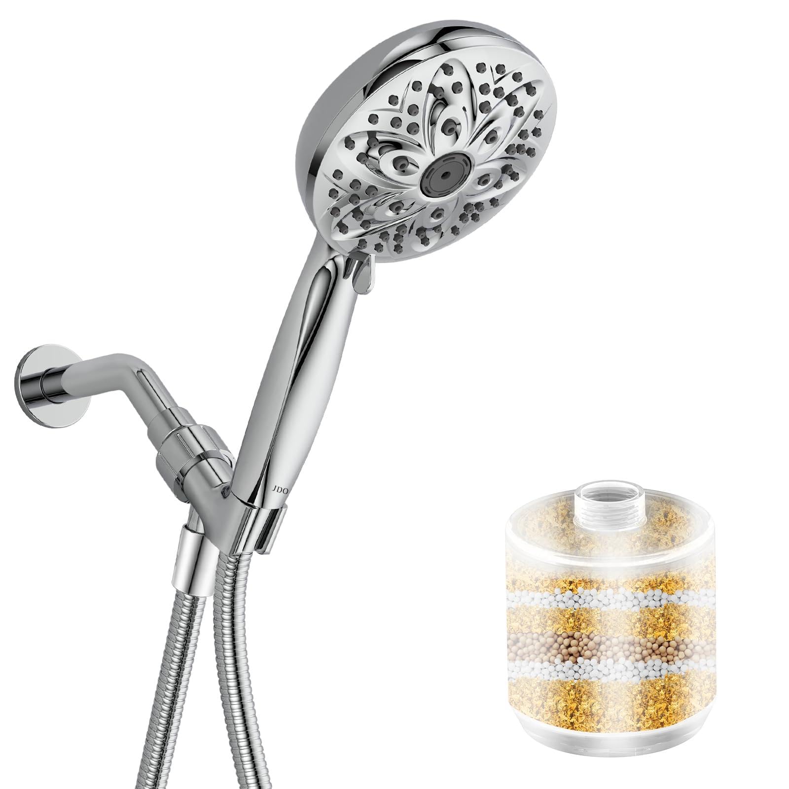 JDO 6-Setting Handheld Shower Head with Shower Filter for Hard Water ...