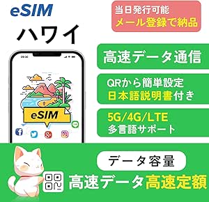 Amazon.co.jp: 【ハワイeSIM】7日間 5GB 高速データ ハワイSIMカード QRコード設定 メール登録で納品 ハワイSIM 即日発行対応 急ぎの方LINEサポートあり ハワイ ...