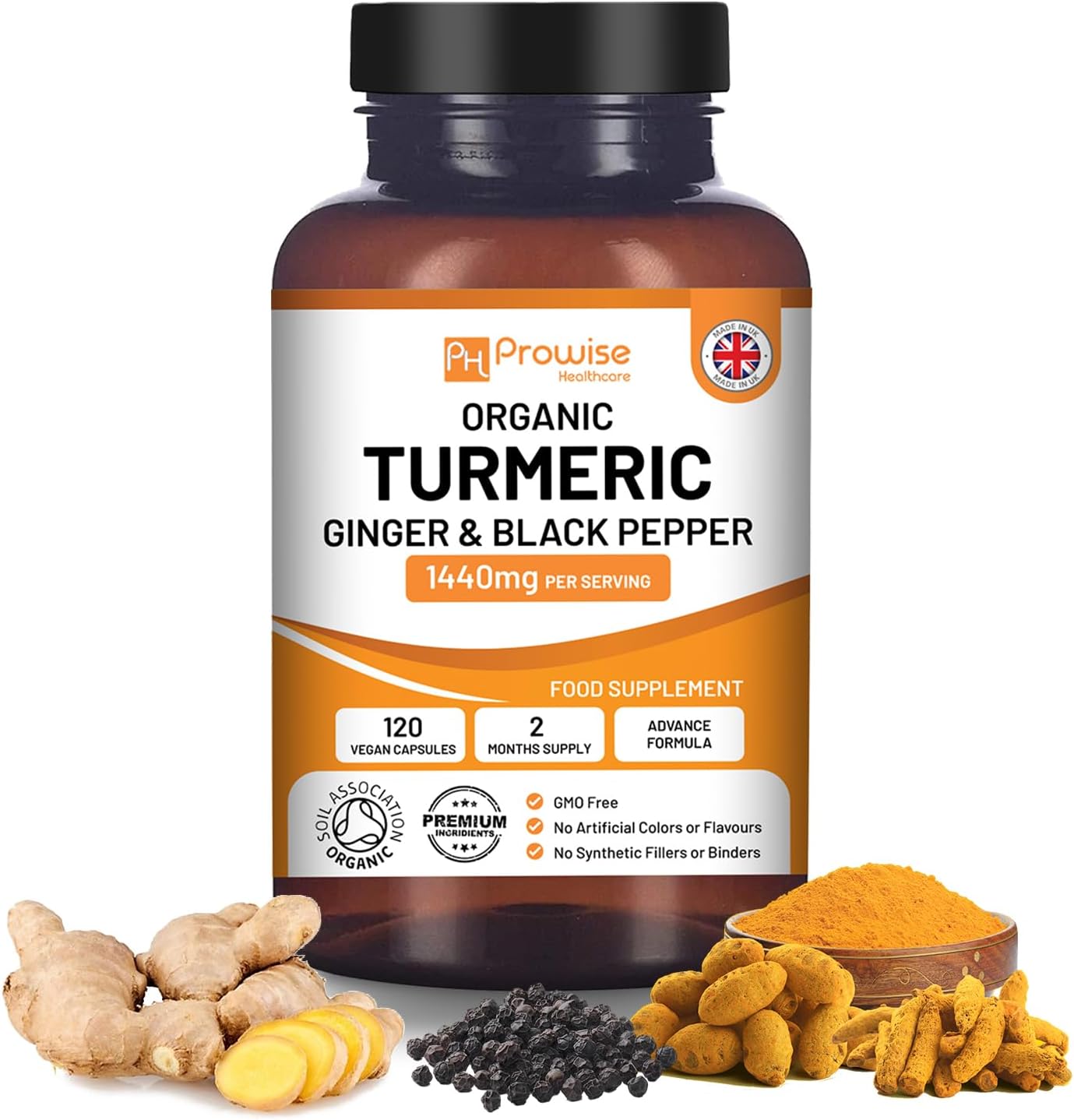 Turmeric Curcumin 1440mg with Black Pepper & Ginger I 120 Vegan ...