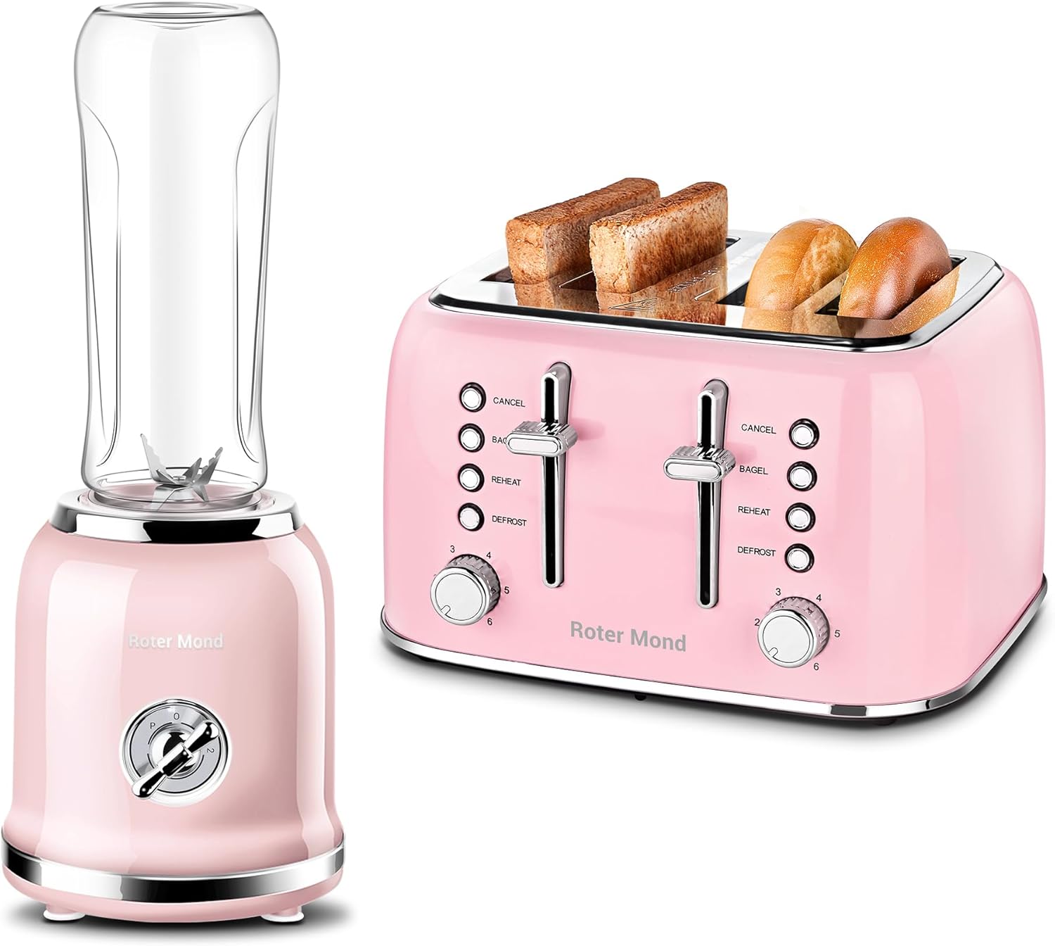 Amazon.com: Roter Mond Retro 4 Slice Toaster + Cute Personal Blender ...