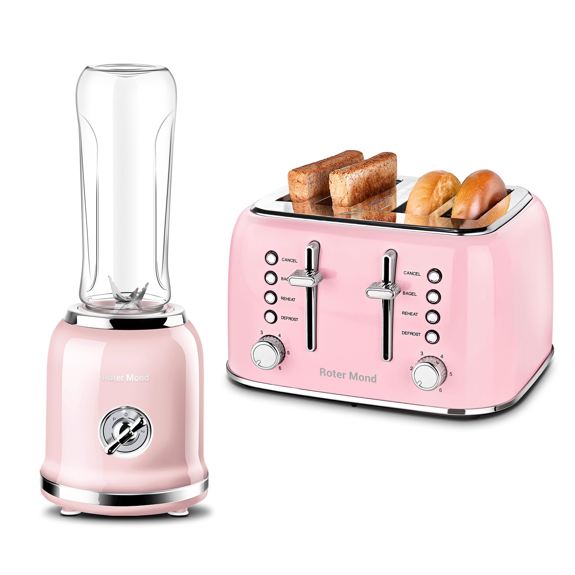Amazon.com: Roter Mond Retro 4 Slice Toaster + Cute Personal Blender ...