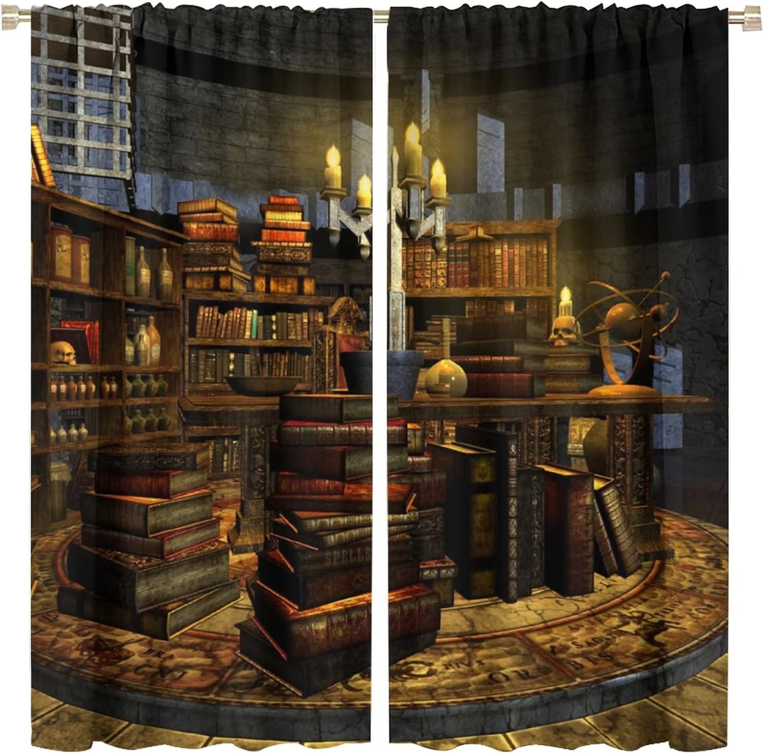 Amazon.com: Vintage Library Curtains Mid-Century Bookshelves Wooden ...