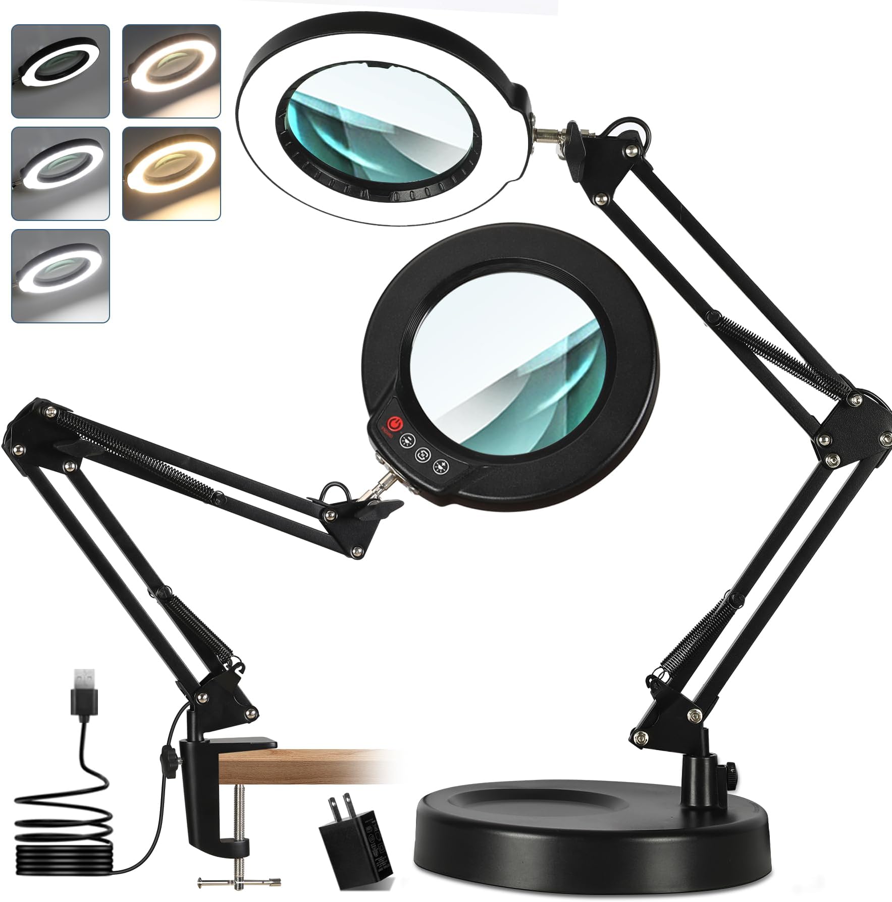 Paradmas Desk Lamp with Lighting Magnifying Glass: 10x Magnifying Glass ...