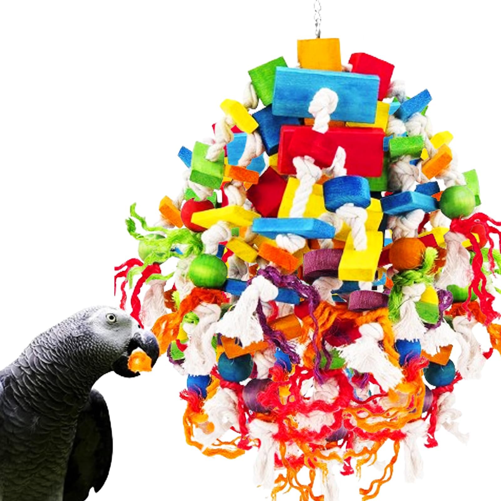 MQUPIN Large Parrot Toys Bird toys, Strong Chewing Quaker Parrot Toys ...