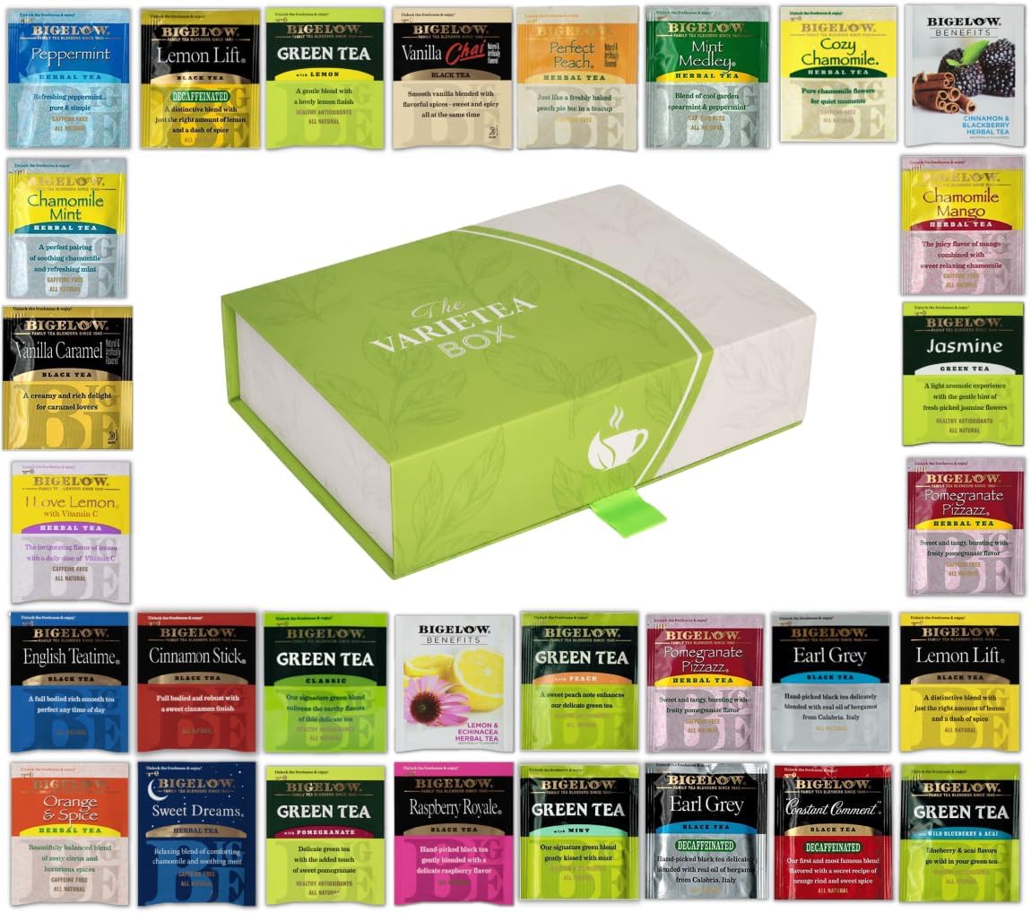 Amazon.com : Tea Bags Sampler Assortment Variety Pack - Green, Black ...