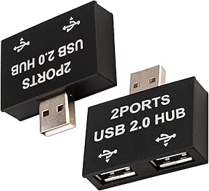 Amazon.com: USB 2.0 Hub, USB Splitter 1 to 2 Out Adapter- 2 Pack, 2 ...