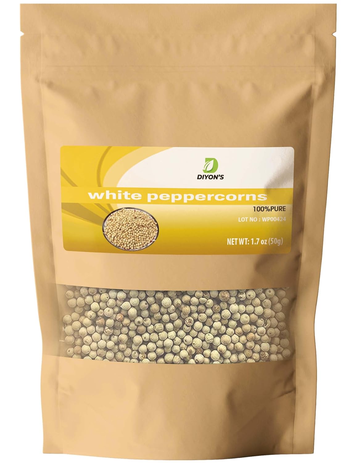 Amazon.com : Premium Grade Whole White Peppercorn 1.7 oz (50 g) with ...