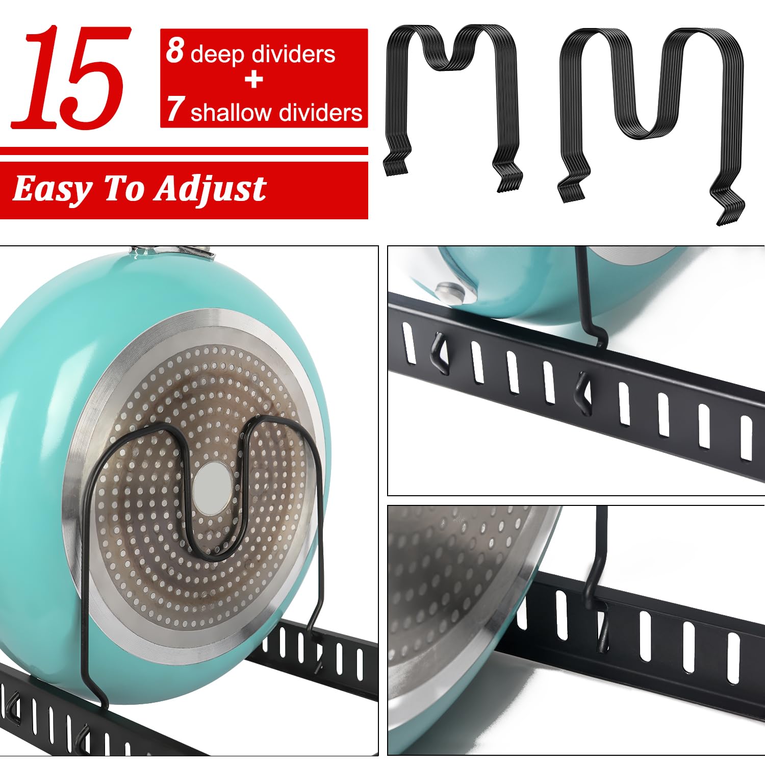 Snapklik.com : X-cosrack 15 Adjustable Dividers Pot And Pan Organizer ...