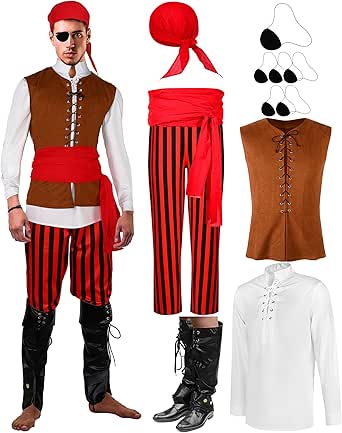 Amazon.com: 12 Pcs Halloween Pirate Costume Adult Pirate Boot Covers ...