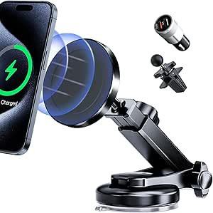 Eazpower Magsafe Car Mount Charger,15W Fast Magnetic Car Phone Holder ...