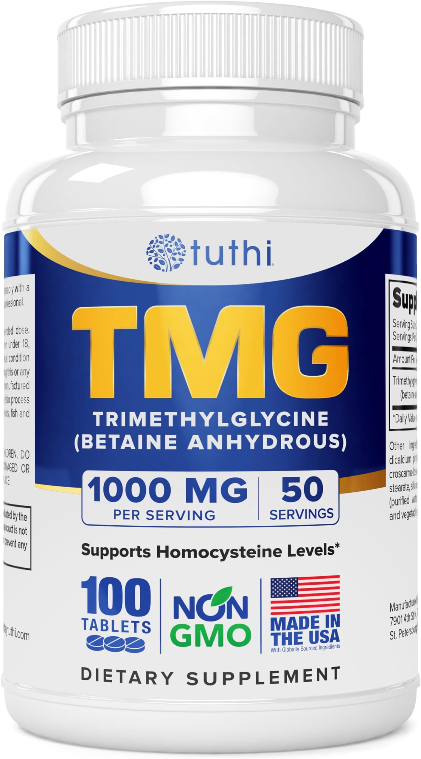 Amazon.com: NOW Supplements, TMG Betaine (Trimethylglycine) 1,000 mg ...