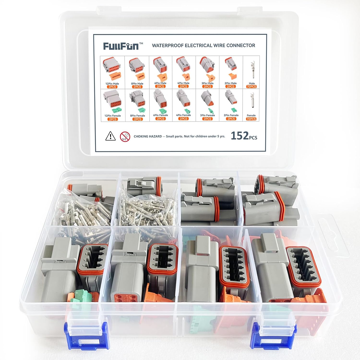 152PCS DT Deutsch Connector Kit, 2 3 4 6 8 12 Pin Way DT Connectors ...