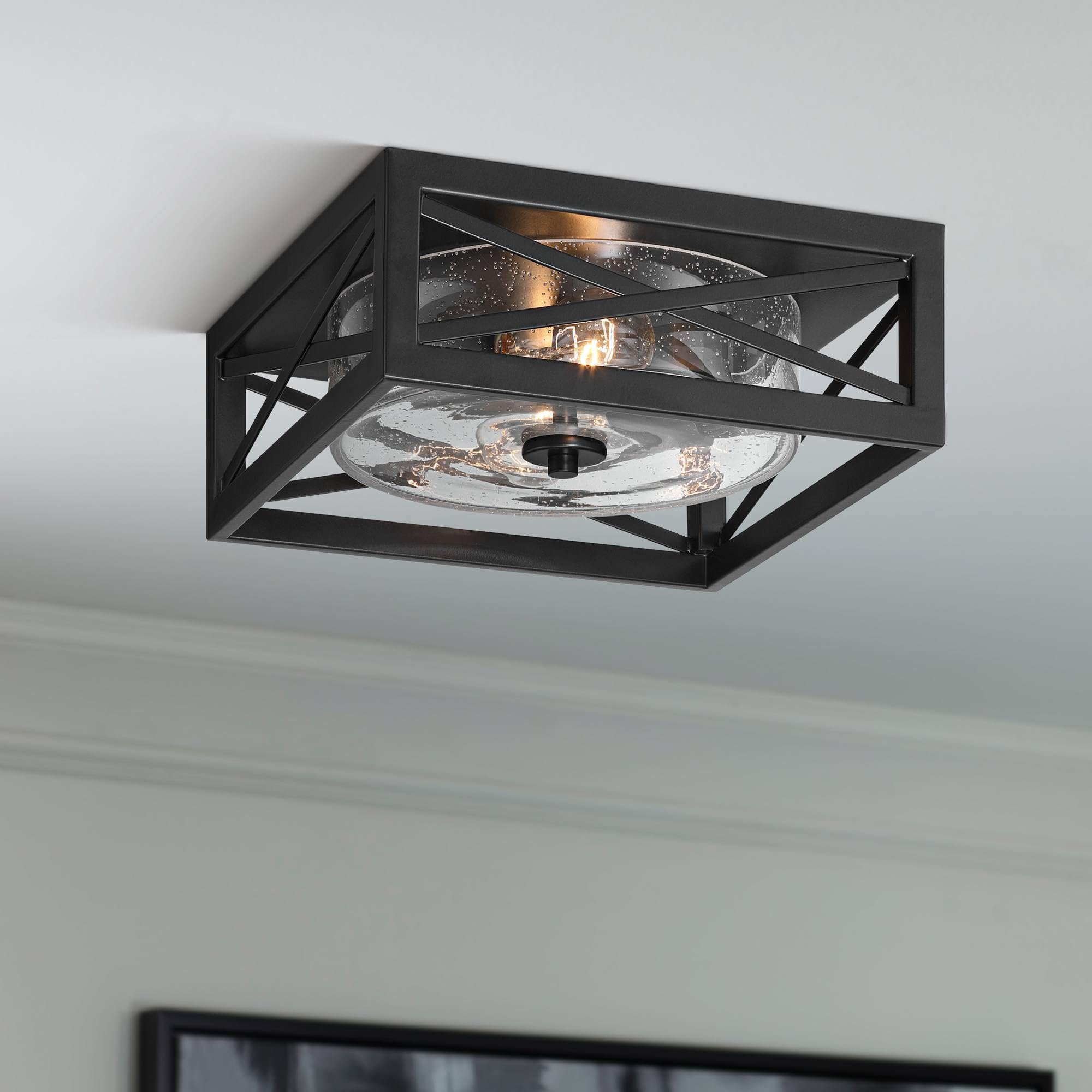 Franklin Iron Works Drake 12" Modern Industrial Flush-Mount Ceiling ...