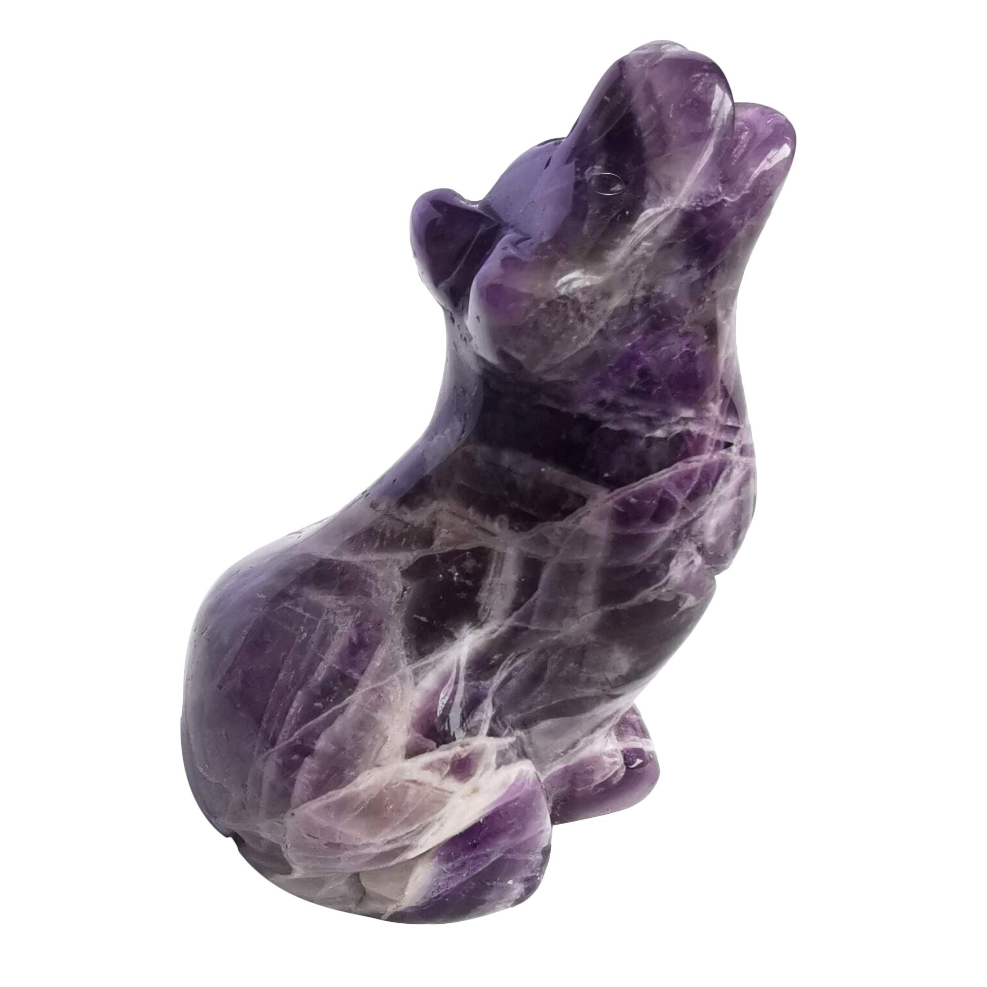 Amazon.com: Loveliome Natural Amethyst Wolf Crystal Figurine, Hand ...
