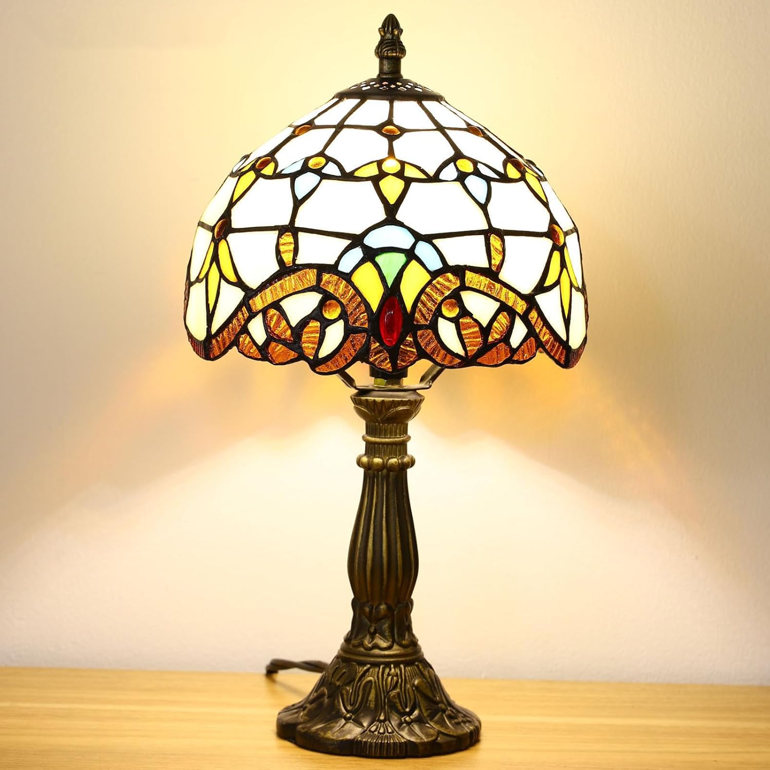 tuomoxte Tiffany Style Table Lamp, Baroque Style Stained Glass Lamp, 8 ...