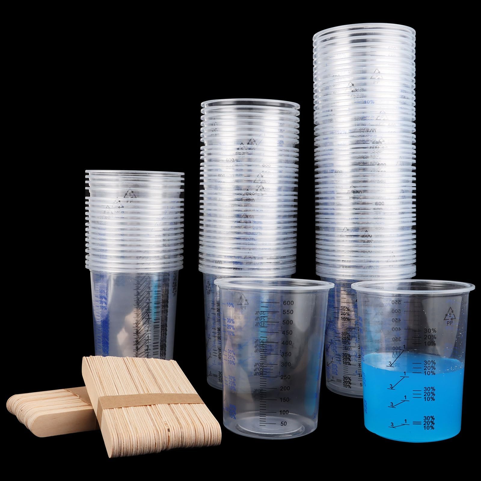 Amazon.com: LOYORTY 100PCS 20 Ounce (600ml) Graduated Clear Plastic ...