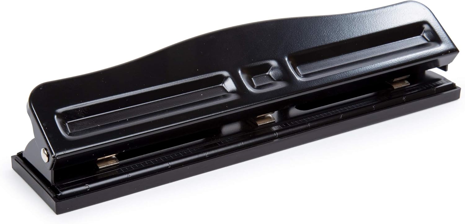 Desk TECH Heavy Duty Office 3-Hole Punch - 11.5"L x 1.7"W x 2.25"H ...