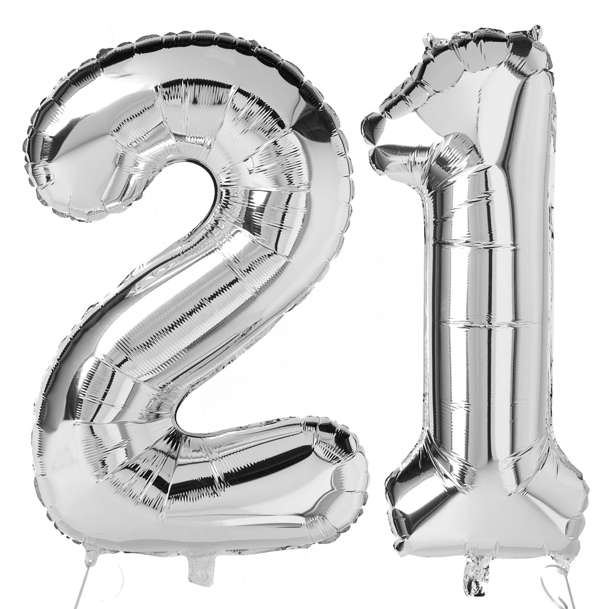 Amazon.com: xo, Fetti Number 21 Jumbo Silver Foil Balloons - 40" | Fun ...