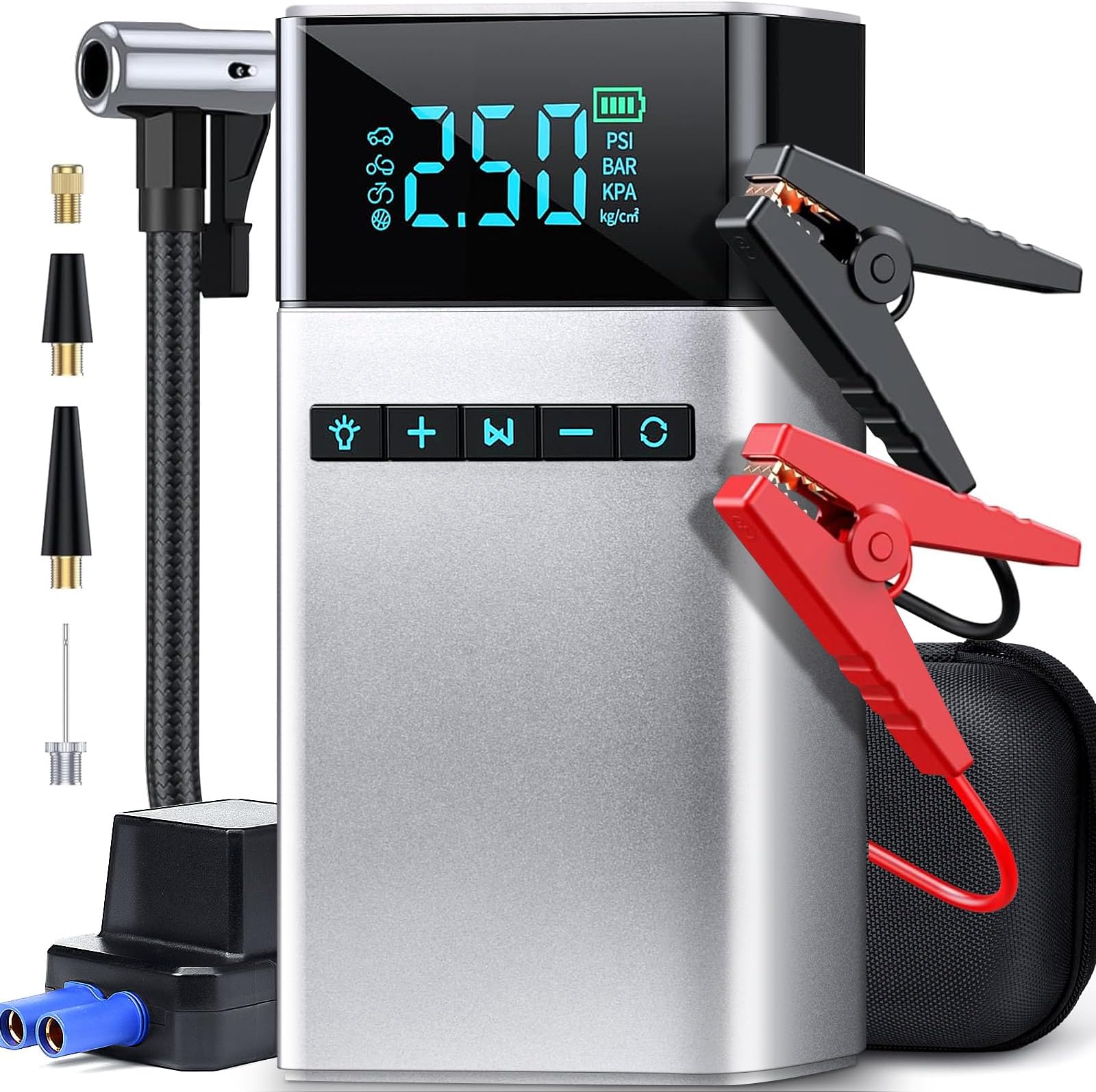 TREKURE Auto Starthilfe Powerbank mit Luftkompressor, 150PSI 5000A ...