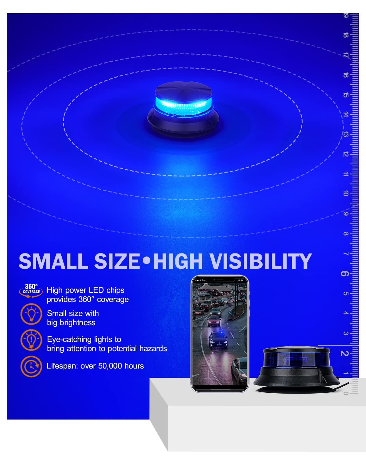 Snapklik.com : Blue LED Rooftop Beacon Light w/Magnetic Base, Strobe ...