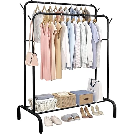 Voilamart Double Hanging Rails for Clothes Heavy Duty Garment Rail Free ...