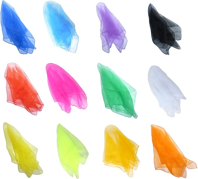 Hoerev Juggling & dance scarves - Pack of 12 - Mixed (approx. 60cm x ...
