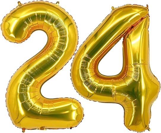 Amazon.com: Gold Number Balloons 40 inch Balloon Numbers 24, Large Foil ...