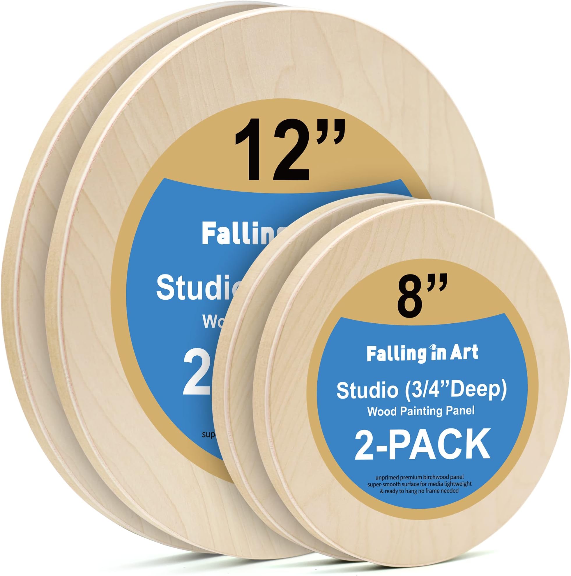 Amazon.com: 6 Pack 14 Inch Round Wood Canvas Panels Unfinished Wooden ...