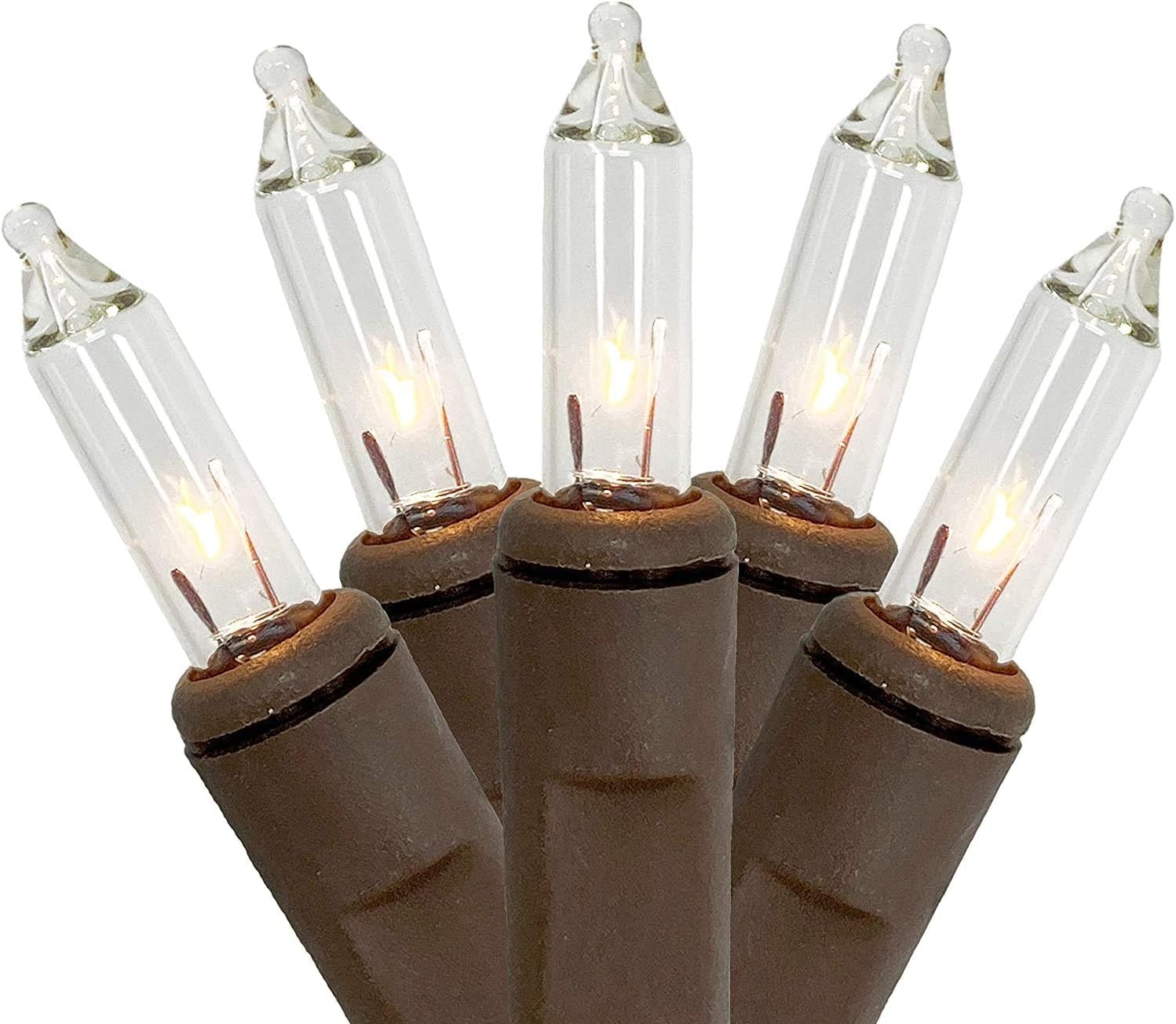 Amazon.com: Holiday Pride 20 Clear White Mini Lights Brown Wire - Mini ...