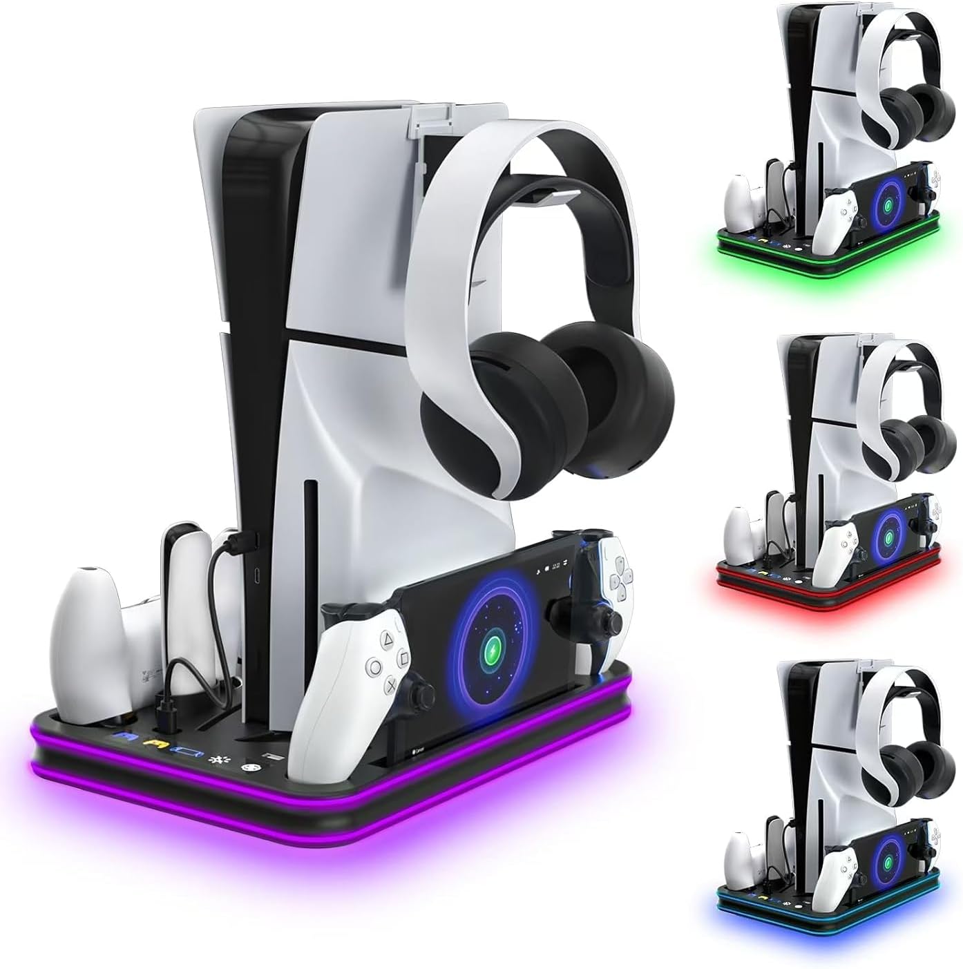 ZONEY Stand and Cooling Station with RGB LED Controller Charging for ...