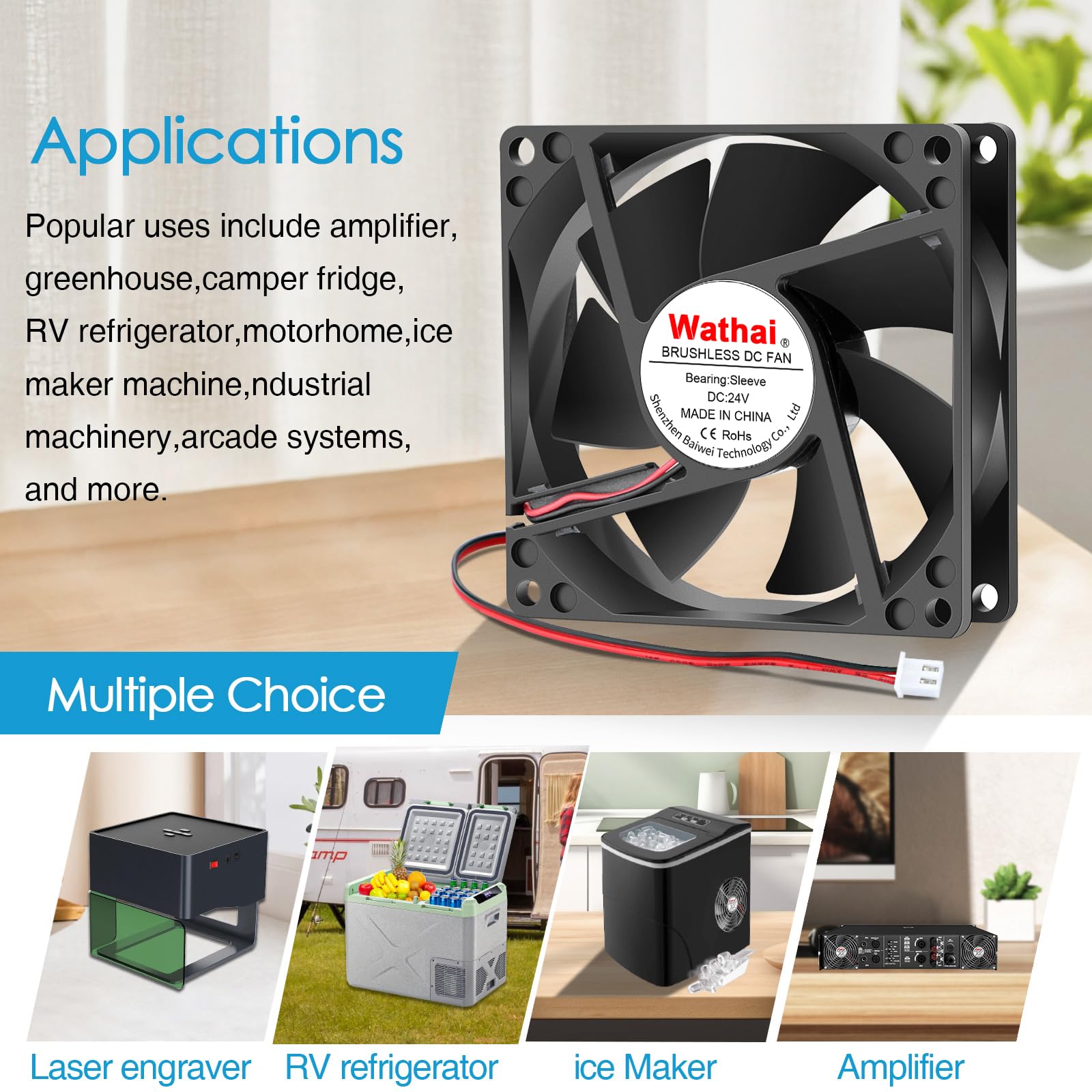 Snapklik.com : 80mm 24V DC Cooling Fan 2Pin 24Volt 80mm X 25mm ...