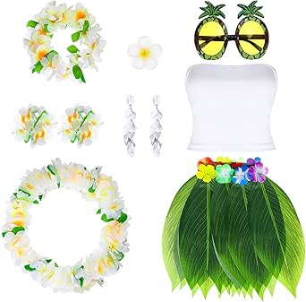 Amazon.com: Hicarer 9 Pcs Hawaiian Costumes Accessories Women Luau ...