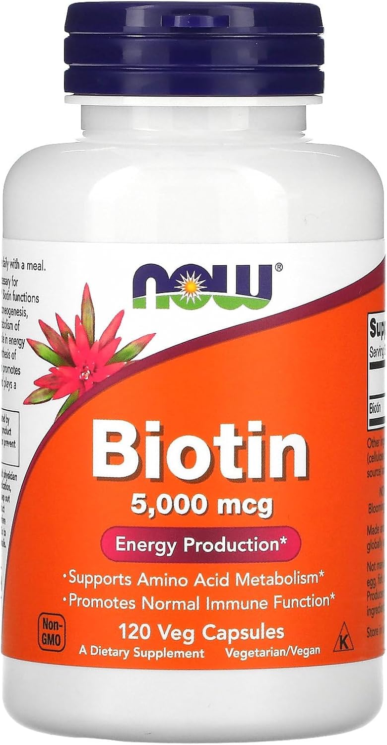 Amazon.com: Now Foods Biotin 5 MG Vegetarian Capsules, 120 Count ...