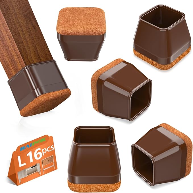 16Pcs Square Chair Leg Floor Protectors with Thickened Felt Pads ...