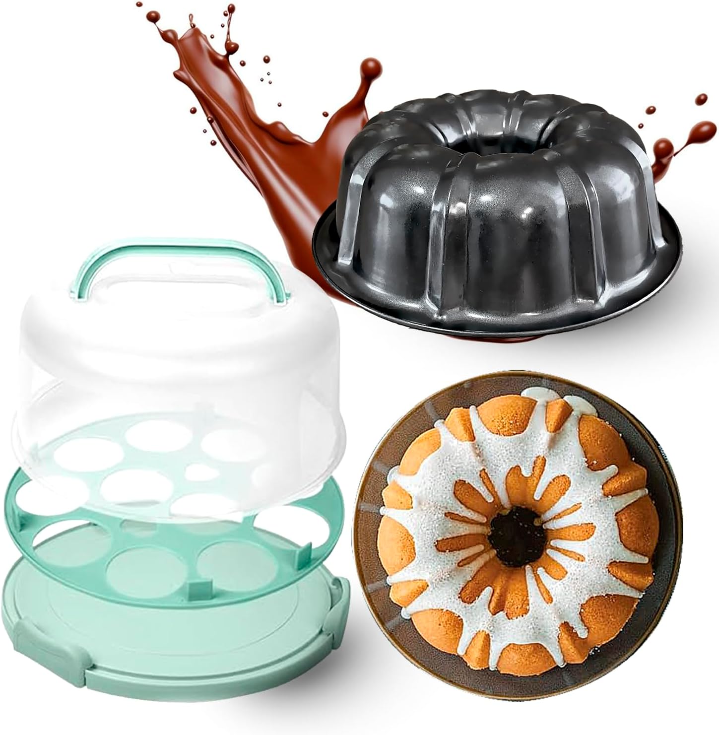 Amazon.com: CREACAKE 10 inch Bundte Cake Pan Nonstick with 12in Cake ...