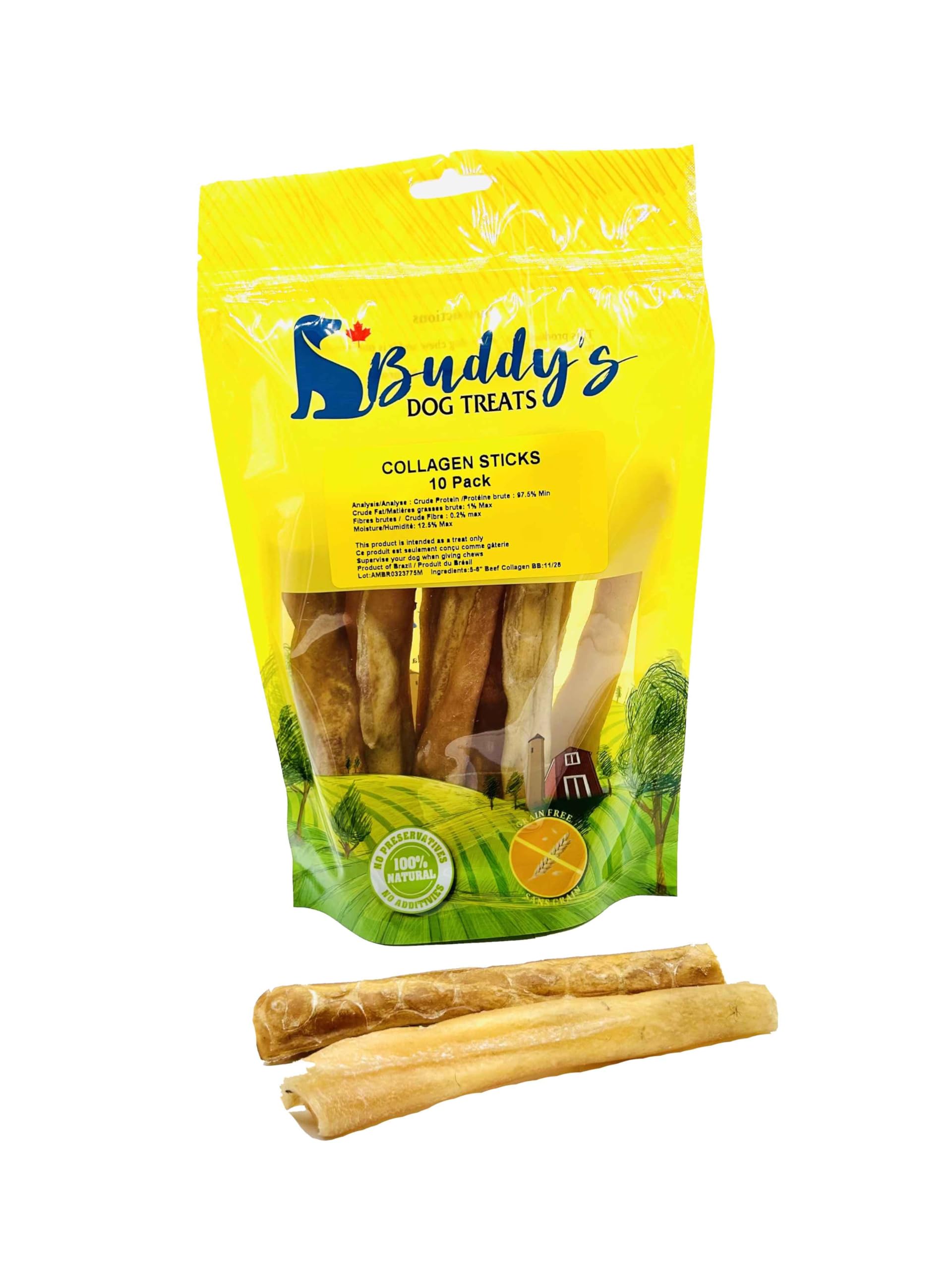 Collagen Sticks (10 Pack) Large Dog Dental Chew (5-6" Long)-Rawhide ...