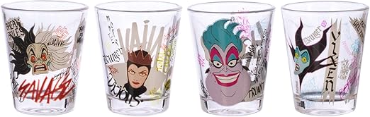 Amazon.com | Disney Villains 2 oz. Shot Glass Set of 4: Mixed Drinkware ...