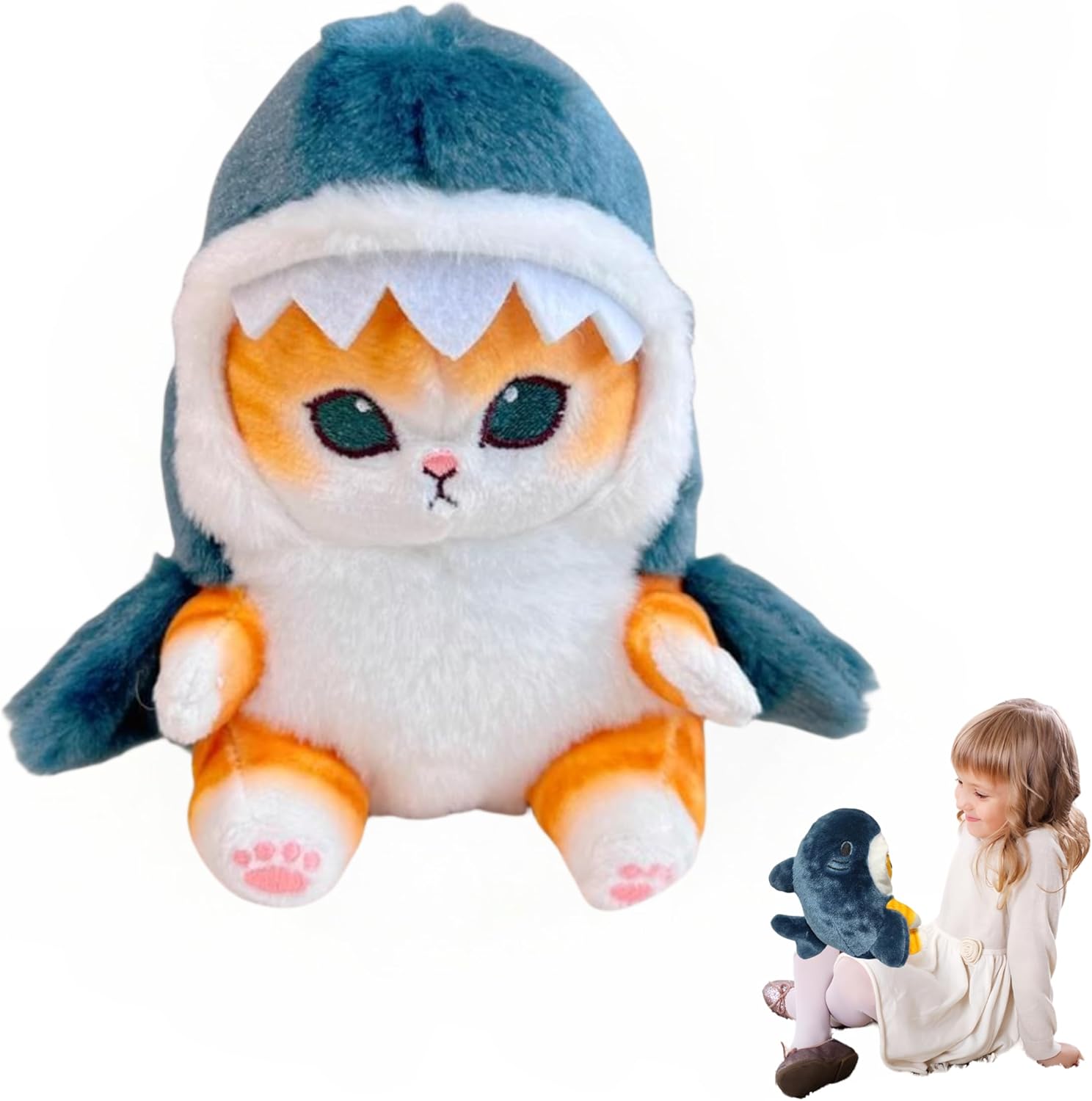 KoMico Cute Shark Cat Plush Doll - Soft Stuffed Animal Doll,Lovely Fat ...