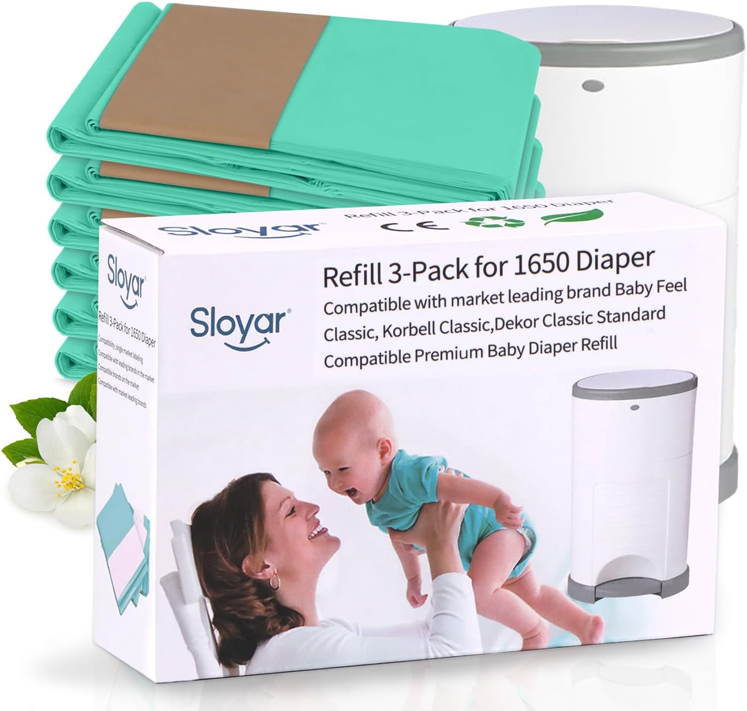 Amazon.com: Refill Diaper Pail Bags - 3 Pack for 1650 Diapers, Talcum ...