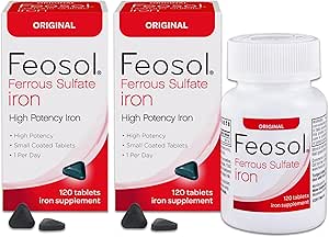 Amazon.com: Feosol Original Iron Supplement Tablets,Non-heme 325mg Ferrous Sulfate (65mg ...