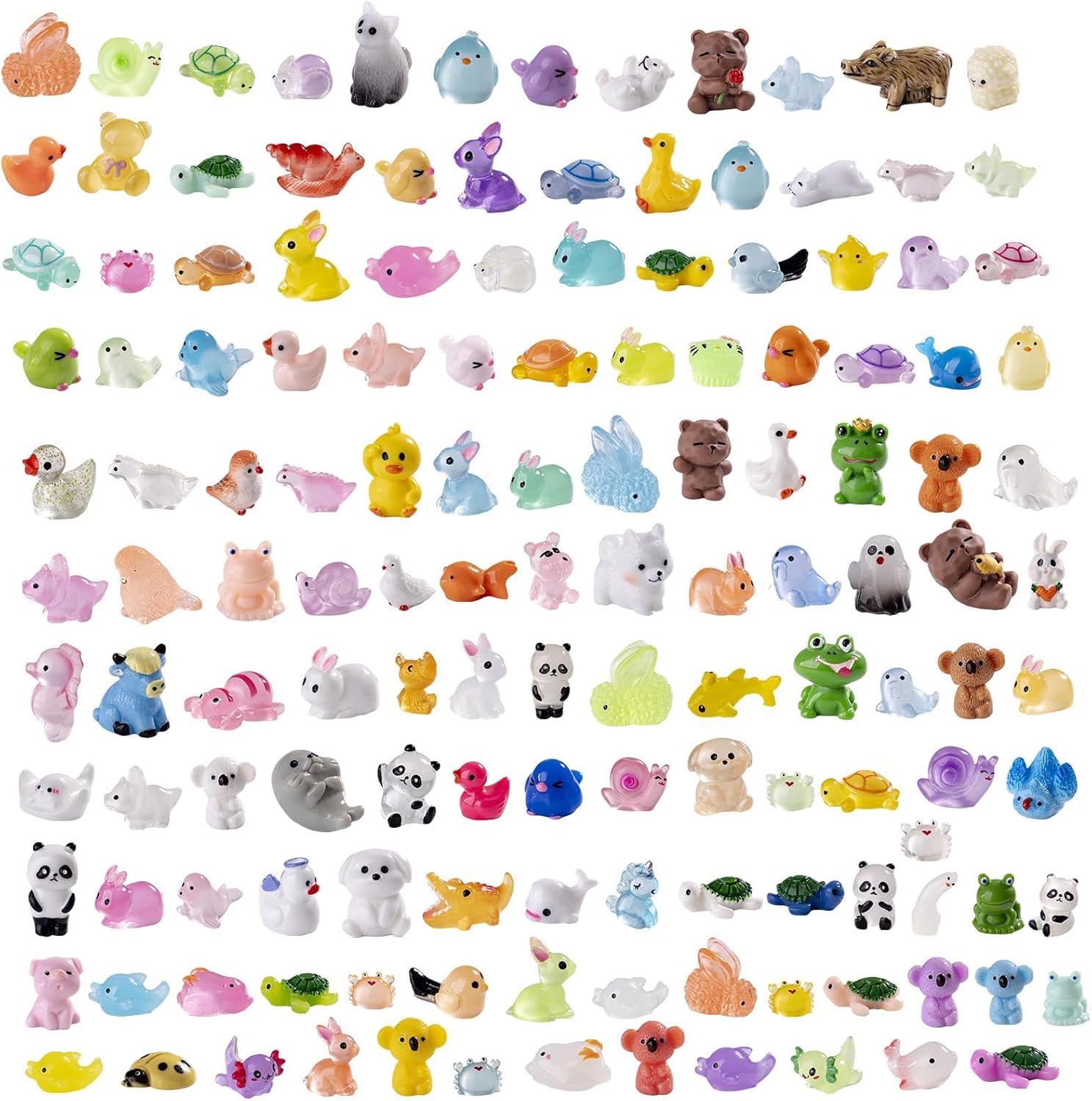 Amazon.com: jrootouh 140 Pack Mini Animals Tiny Duck，Cow，Bee Figurines ...