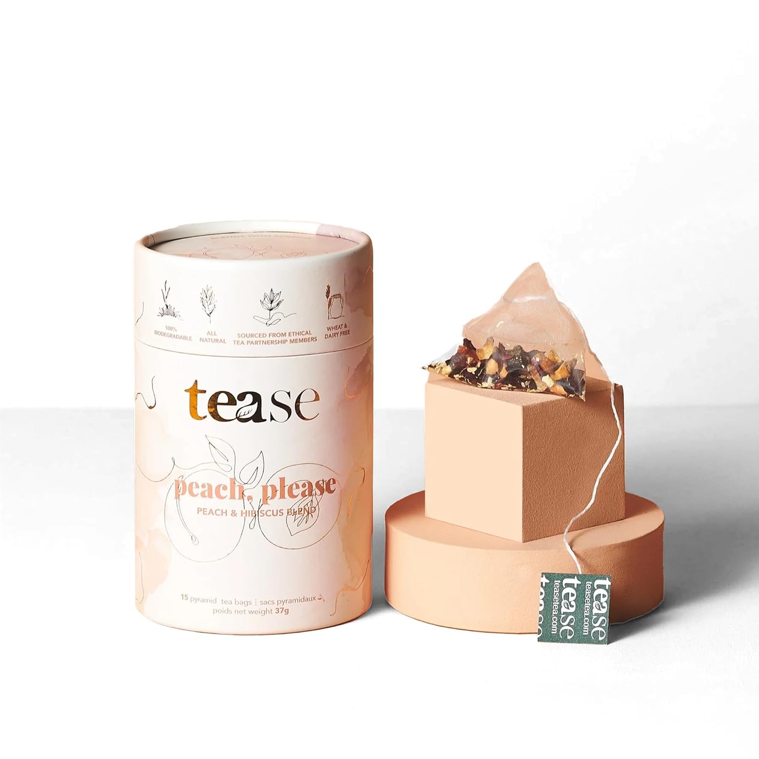 Amazon.com : Tease Tea Peach Herbal Tea - Peach Please Caffeine Free ...