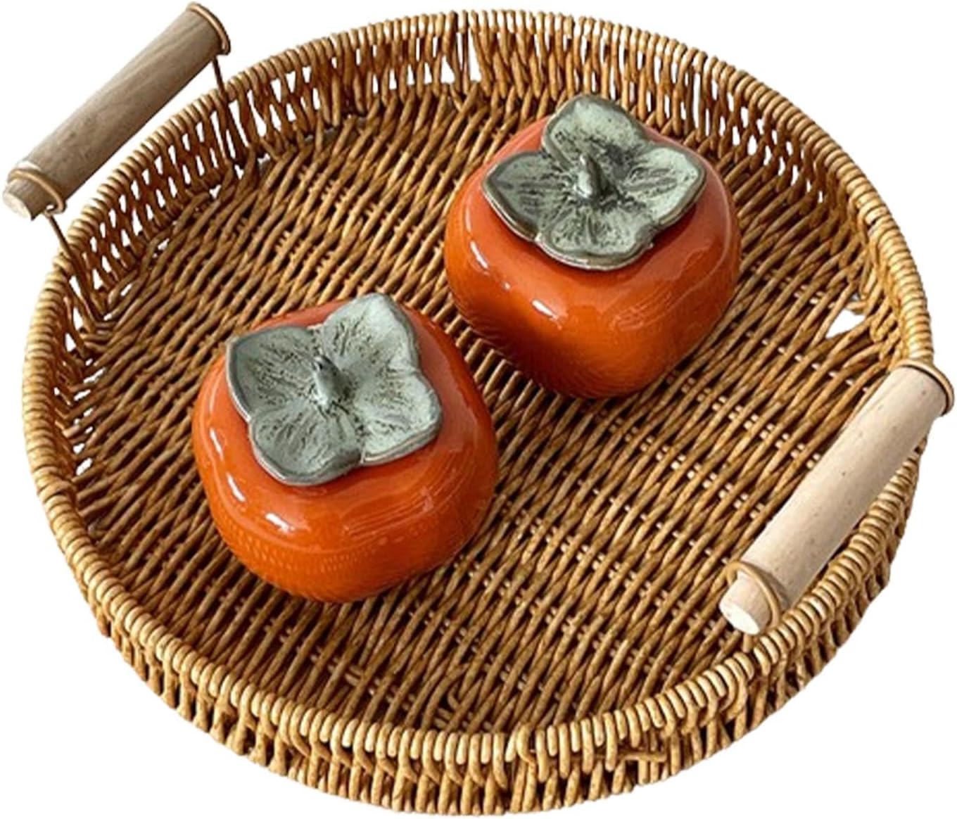 Amazon.com: Rattan Round Tray | Rattan Storage Tray | Bathroom Counter ...