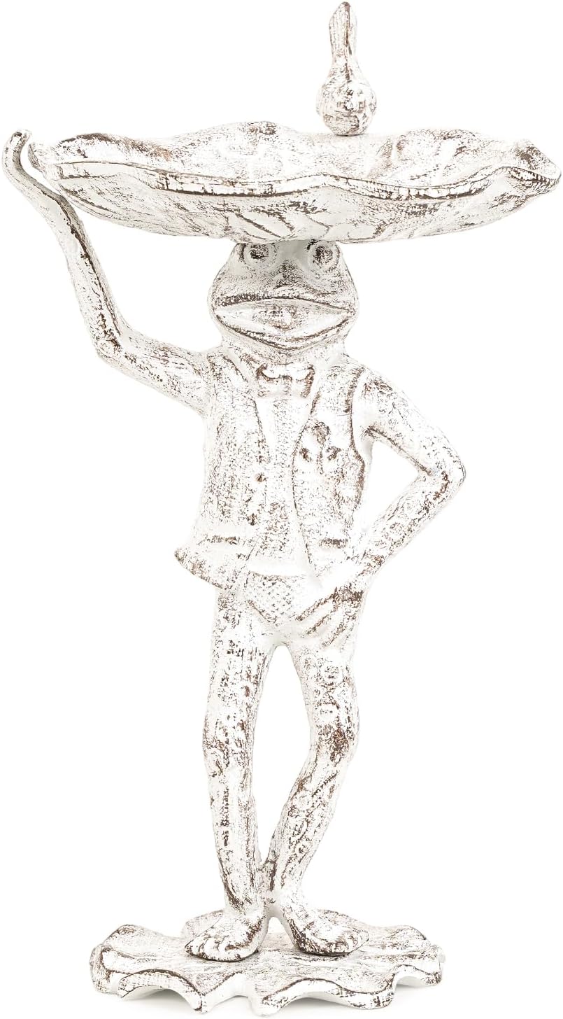 Amazon.com : Sungmor Cast Iron Frog Bird Feeder, Garden Frog Statue ...