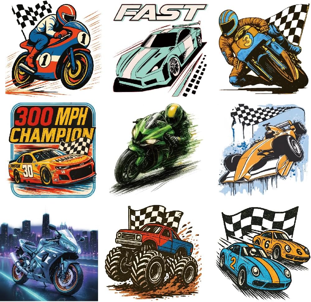 Amazon.com: SUPERDANT 9PCS Racing Iron on Transfer Paper Speed ...