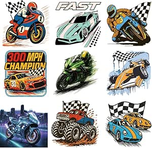 Amazon.com: SUPERDANT 4PCS Racing Iron on Transfer Paper Speed ...