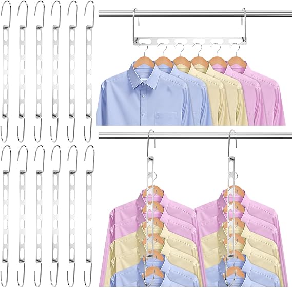 Amazon.com: 12-Pack Metal Hanger Organizer, Foldable Closet Hanger Rack ...