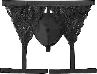 ABAFIP Men's Lace Garter Panties Underwear Low Waist Jockstrap ...