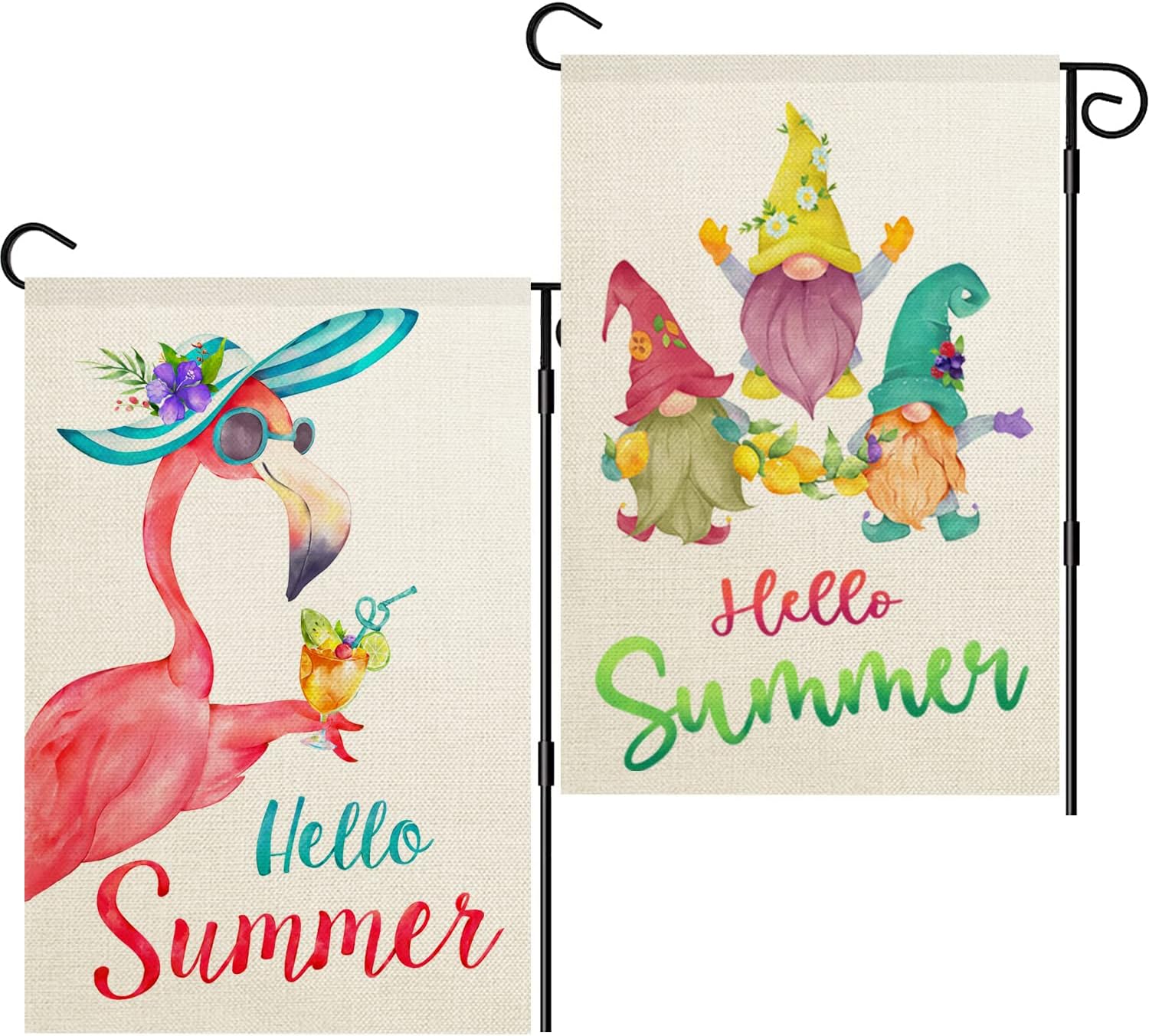 Amazon.com : 2 Pack Summer Garden Flags 12x18 Double Sided, Vertical ...